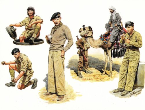 Master Box Models 1/35 British Troops in Northern Africa, WWII - 6 Figures Set with Camel