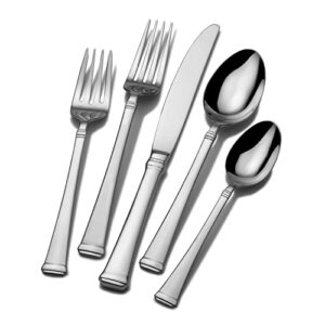 mikasa harmony 65 piece silverware set, 18.10 polished mirror stainless steel, service for 12 with set