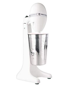 hamilton beach 727b drinkmaster electric drink mixer, restaurant-quality retro milkshake maker & milk frother, 2 speeds, extra-large 28 oz. stainless steel cup, white