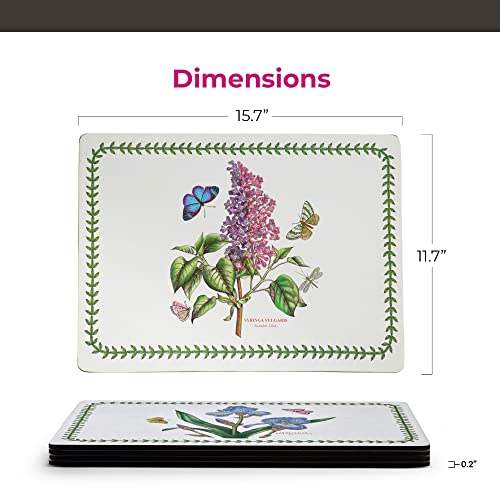 Pimpernel Botanic Garden Collection Placemats | Set of 4 | Heat Resistant Mats | Cork-Backed Board | Hard Placemat Set for Dining Table | Measures 15.7” x 11.7”