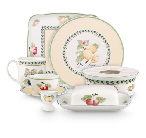 Villeroy & Boch Charm and Breakfast French Garden Cake Plate, 35 x 16 cm, Premium Porcelain, White/Colourful