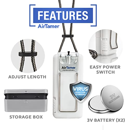 AirTamer A302 | Small Personal and Portable Air Purifier | Lithium Battery Operated | New Electrostatic Purification Technology, Proven Performance, Metal Travel Case