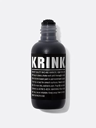 Krink K-60 Black Paint Marker - Vibrant and Opaque Fine Art Graffiti Markers for Canvas Metal Glass Paper and More - Alcohol-Based Permanent Graffiti Mop Krink Paint Marker for Lasting Tags