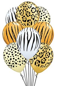 qualatex safari assortment biodegradable latex balloons, 11-inches (12-units)