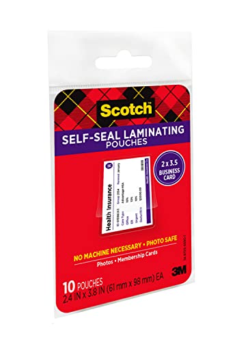 Scotch Self-Sealing Laminating Pouches, 25 Pack, Business Card size (LS851G)