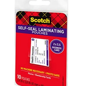 Scotch Self-Sealing Laminating Pouches, 25 Pack, Business Card size (LS851G)