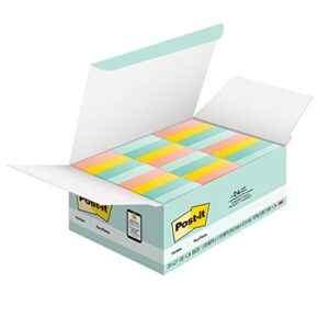 Post-it Notes, 1.5x2 in, 24 Pads, America's #1 Favorite Sticky Notes, Beachside Café Collection, Pastel Colors, Clean Removal, Recyclable (654-14AU)