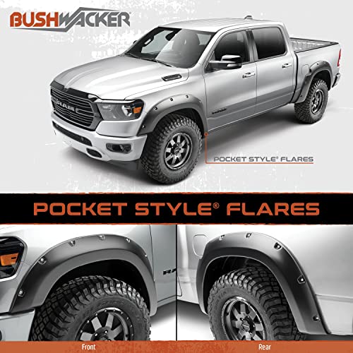 Bushwacker Pocket/Rivet Style Rear Fender Flares | 2-Piece Set, Black, Smooth Finish | 21038-02 | Fits 1993-2011 Ford Ranger (Excludes FX4)