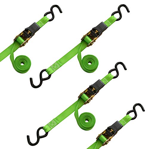 SmartStraps 14’ Padded Ratchet Tie Down, 4 Pack — Standard Duty Tie-Down Straps — 1,500lb Break Strength, 500lb Safe Work Load — Haul Dirt Bikes, ATVs, and Mowers