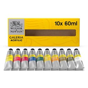 winsor & newton galeria acrylic paint, 10 x 60ml (2-oz) tube paint set