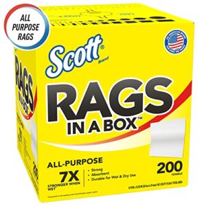 Scott Rags In A Box (75260), White, 200 Shop Towels / Box, 8 Boxes / Case