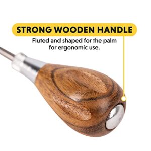 General Tools Scratch Awl Tool with Hardwood Handle - Scribe, Layout Work, & Piercing Wood - Alloy Steel Blade