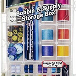 ArtBin 6911AB Sew-Lutions Bobbin/Supply Box Sewing Organizer, [1] Plastic Storage Case, Clear