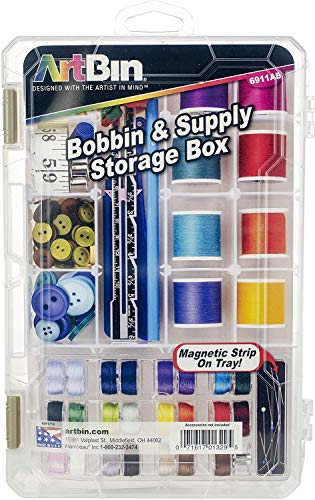 ArtBin 6911AB Sew-Lutions Bobbin/Supply Box Sewing Organizer, [1] Plastic Storage Case, Clear