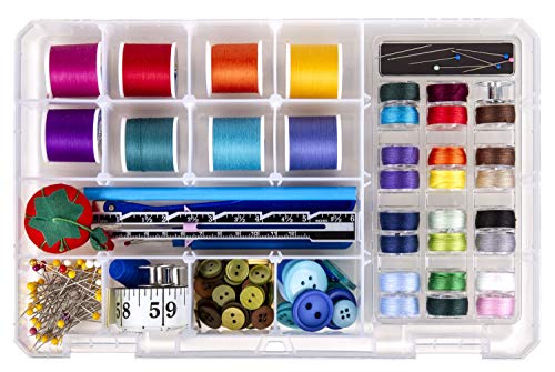 ArtBin 6911AB Sew-Lutions Bobbin/Supply Box Sewing Organizer, [1] Plastic Storage Case, Clear