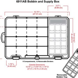 ArtBin 6911AB Sew-Lutions Bobbin/Supply Box Sewing Organizer, [1] Plastic Storage Case, Clear