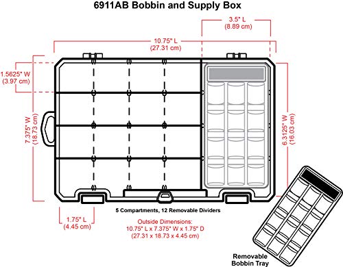 ArtBin 6911AB Sew-Lutions Bobbin/Supply Box Sewing Organizer, [1] Plastic Storage Case, Clear