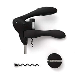 rabbit wine corkscrew with foil cutter, 1 ea, black