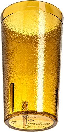 CFS 52128113 Stackable ShatterResistant Plastic Tumbler, 12 oz., Amber (Pack of 6)