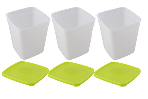 Arrow Home Products 00044 1-Quart Freezer Containers, 3-Pack, White/green