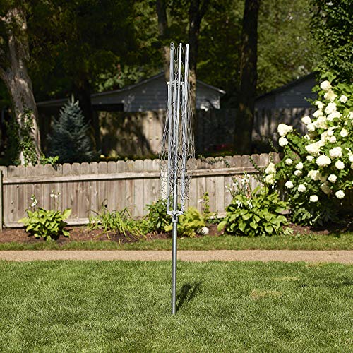 Household Essentials 17120-1 Rotary Outdoor Umbrella Drying Rack | Aluminum Arms and Steel Post | 12-Lines with 165 ft. Clothesline