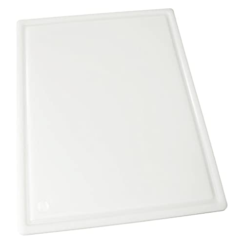 Winco Heavy-Duty Plastic Cutting Board with Groove, 18" x 24" x 3/4", White