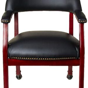 Boss Captain’s Chair In Black Vinyl W/ Casters