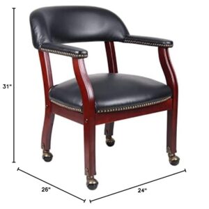 Boss Captain’s Chair In Black Vinyl W/ Casters