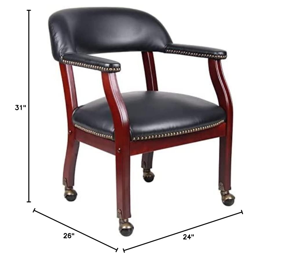 Boss Captain’s Chair In Black Vinyl W/ Casters