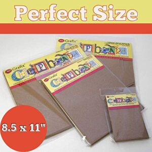 Grafix Medium Weight 8.5 x 11”, Natural Pack of 25 – Acid-Free 0.057” Chipboard Sheets, Create Three-Dimensional Embellishments for Cards, Papercrafts, Mixed Media, Home Décor, 25 Count