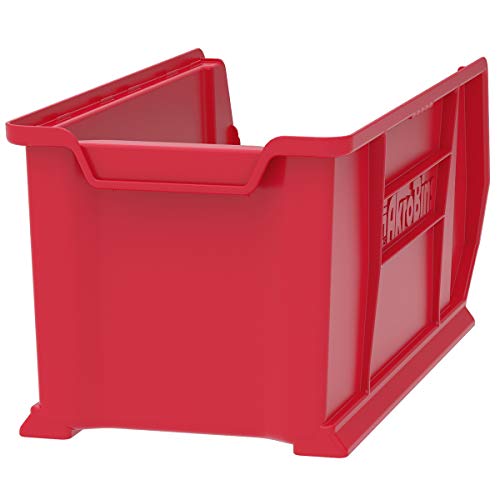 Akro-Mils 30287 Super-Size AkroBin Heavy Duty Stackable Storage Bin Plastic Container, (24-Inch L x 11-Inch W x 10-Inch H), Red, (4-Pack)