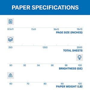 Hammermill Cardstock, Premium Color Copy, 60 lb, 8.5 x 11 - 1 Pack (250 Sheets) - 100 Bright, Made in the USA Card Stock, 122549R , White