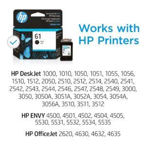 Original HP 61 Black Ink Cartridge | Works with DeskJet 1000, 1010, 1050, 1510, 2050, 2510, 2540, 3000, 3050, 3510; ENVY 4500, 5530; OfficeJet 2620, 4630 Series | Eligible for Instant Ink | CH561WN