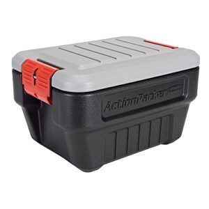 rubbermaid actionpacker lockable storage box, 8 gallon, grey and black (1949040)