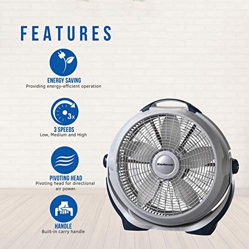 Lasko 3300 Wind Machine Air Circulator Portable High Velocity Floor Fans, for Indoor Home Cooling Breezes and, White Noise in Bedroom