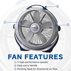 Lasko 3300 Wind Machine Air Circulator Portable High Velocity Floor Fans, for Indoor Home Cooling Breezes and, White Noise in Bedroom