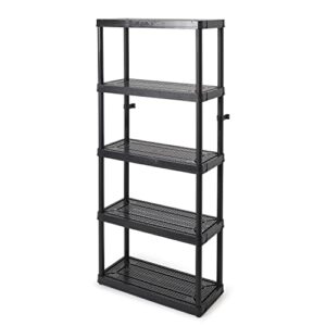 gracious living 5 shelf fixed height ventilated medium duty storage unit 14 x 32 x 72 organizer system for home, garage, basement, and laundry, black