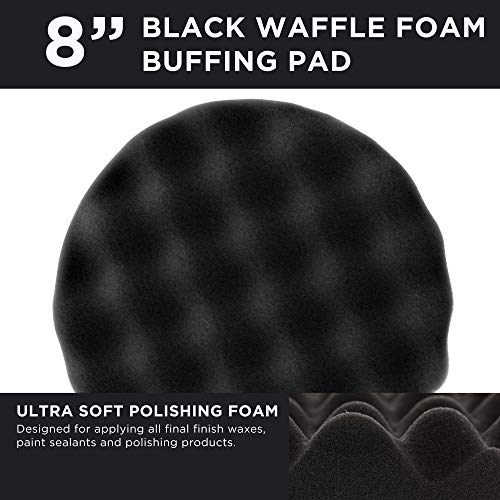 TCP Global 8" Black Waffle Extra Fine Foam Finishing Grip Pad Final Buff Polish Wax - Hook & Loop