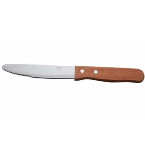 winco kb-15w wooden handle 5″ blade jumbo steak knifes – dozen