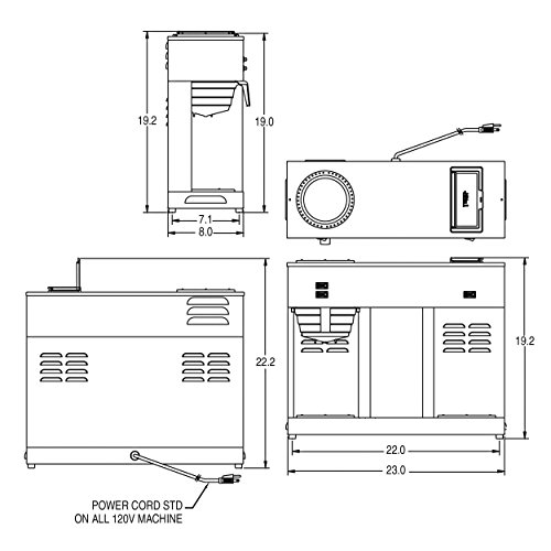 BUNN 04275.0031 VPS 12-Cup Pourover Commercial Coffee Brewer, with 3 Warming Stations (120V/60/1PH)