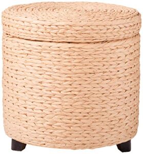 oriental furniture rush grass storage footstool – natural