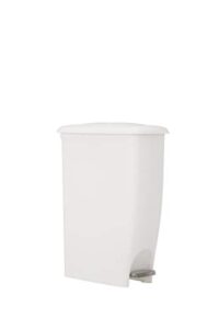 rubbermaid step on lid slim trash can for home, kitchen, and laundry room garbage, 11.3 gallon, white