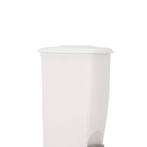 Rubbermaid Step On Lid Slim Trash Can for Home, Kitchen, and Laundry Room Garbage, 11.3 Gallon, White