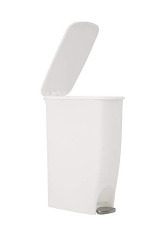 Rubbermaid Step On Lid Slim Trash Can for Home, Kitchen, and Laundry Room Garbage, 11.3 Gallon, White