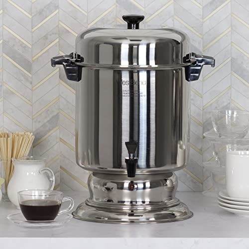 West Bend 13550 Coffee Urn Commercial Polished Stainless Steel Features Automatic Temperature Control Large Capacity with Fast Brewing and Easy Clean Up, 55-Cup, Silver