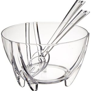 Prodyne Acrylic Salad Bowl with Servers, Clear