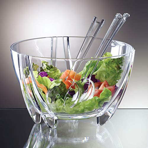 Prodyne Acrylic Salad Bowl with Servers, Clear