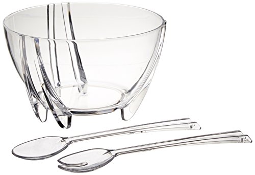 Prodyne Acrylic Salad Bowl with Servers, Clear