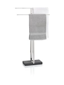 blomus floor standing towel rack stand, polished stainless steel