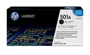 original hp 501a black toner cartridge | works with hp color laserjet 3600, 3800, cp3505 series | q6470a